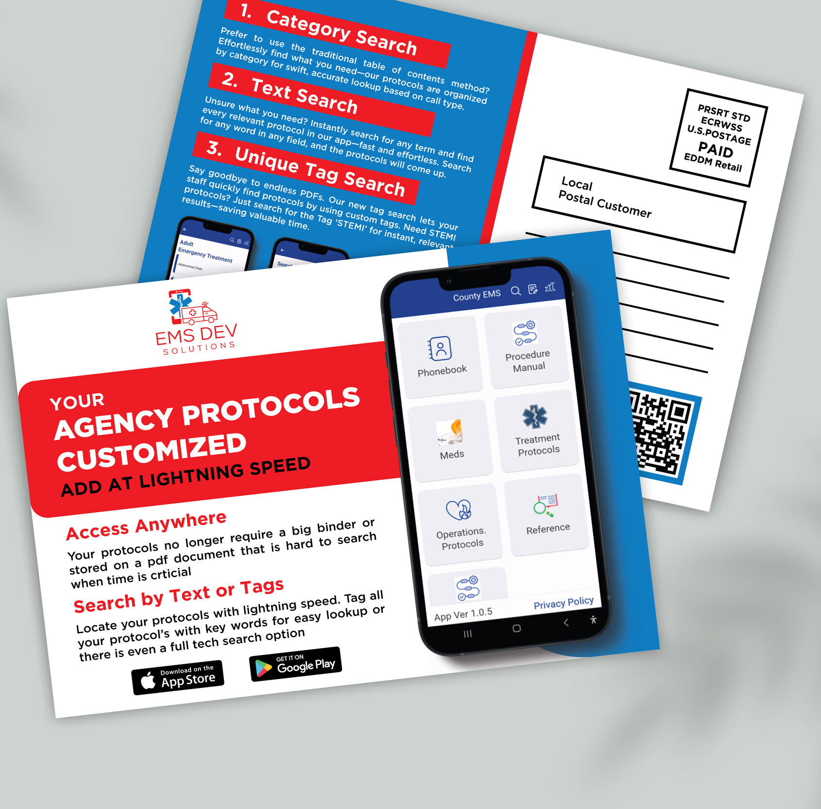 EMS Dev Solutions Postcard | Custom EMS Mobile App Details